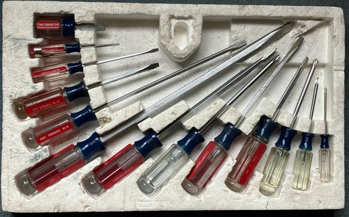 Vintage Craftsman USA 13 Piece Screwdriver Set Phillips Slotted Western ...