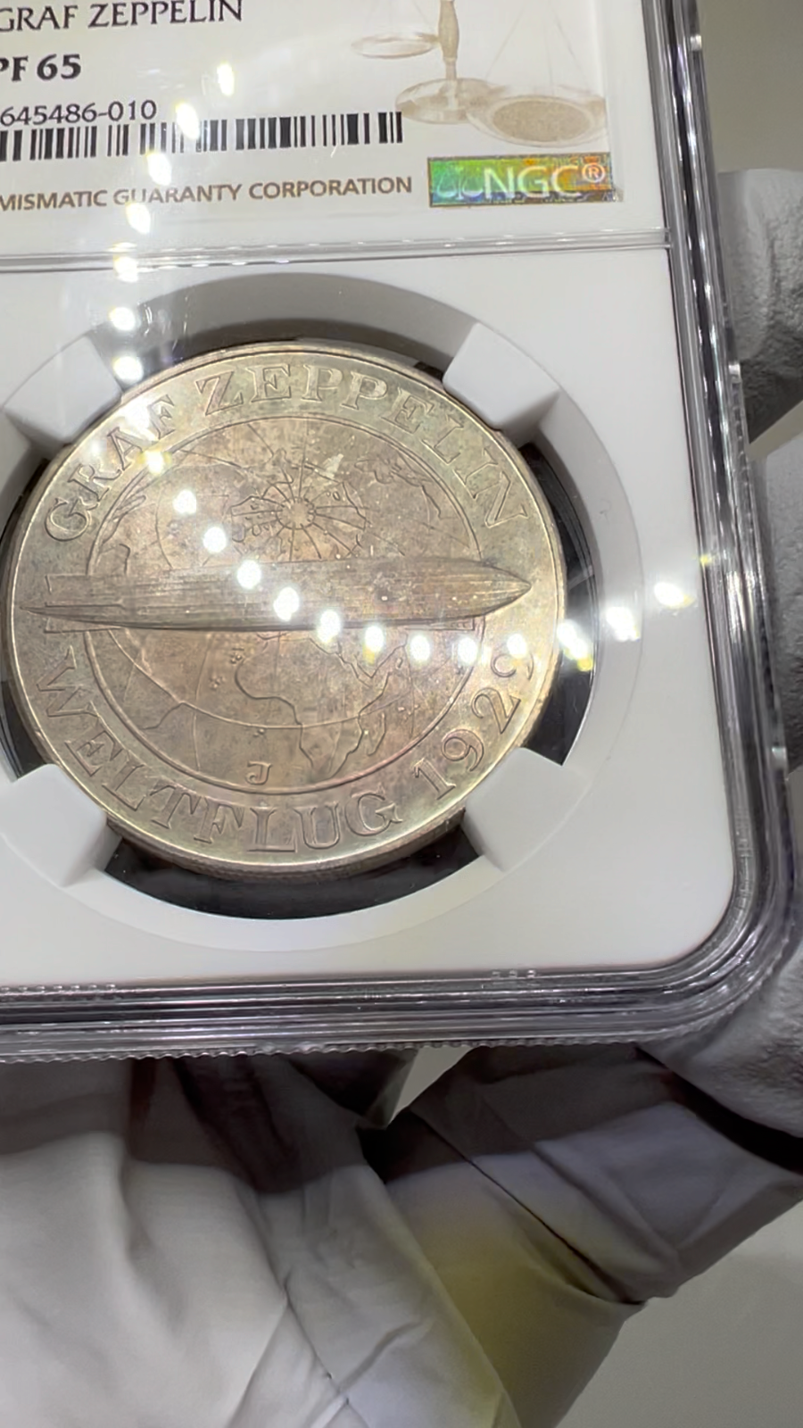 Germany Weimar Republic 1930J 5 Mark ZEPPELIN Taler NGC PF 65 PP PROOF ...