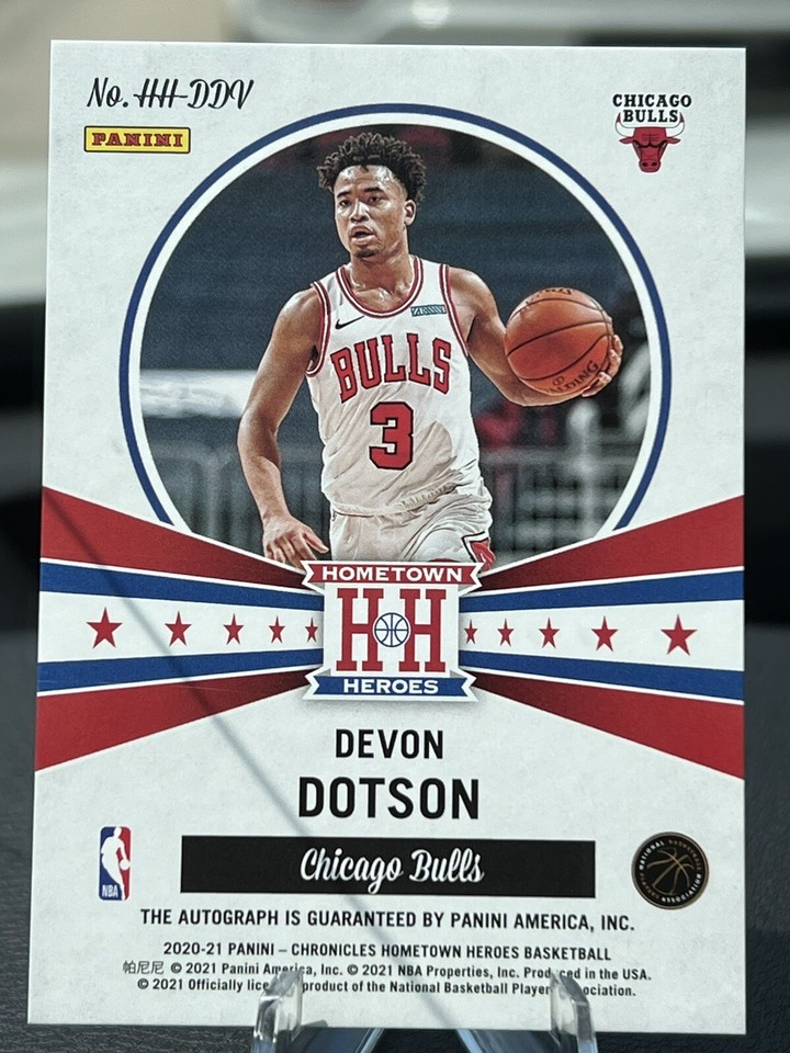 DEVON DOTSON 2020-21 Chronicles Hometown Heroes Rookie Auto Chicago ...