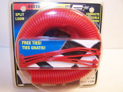 MR. GASKET Split Wire Loom Cover RED 3/4 in X 4' Flex Wiring Tubing ...