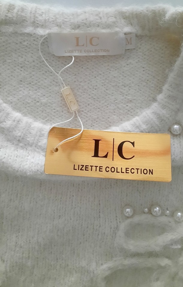 L/C Lizette Collection Cozy Beaded Sweater Pullover Beige Size M NWT | eBay