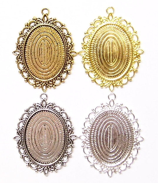 4 of 40x30mm Shiny Gold Victorian Deco Four Loops w/Scallops Pendant ...