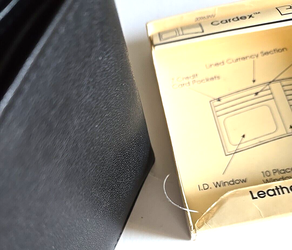 Buxton Cardex Men's Black Leather Two-Fold Wallet Vintage Attached New ...