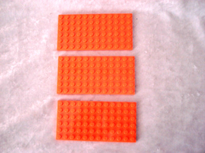 Lot of 3 LEGO 6x12 Flat Base Plates 3028, Orange, Platforms Bricks ...