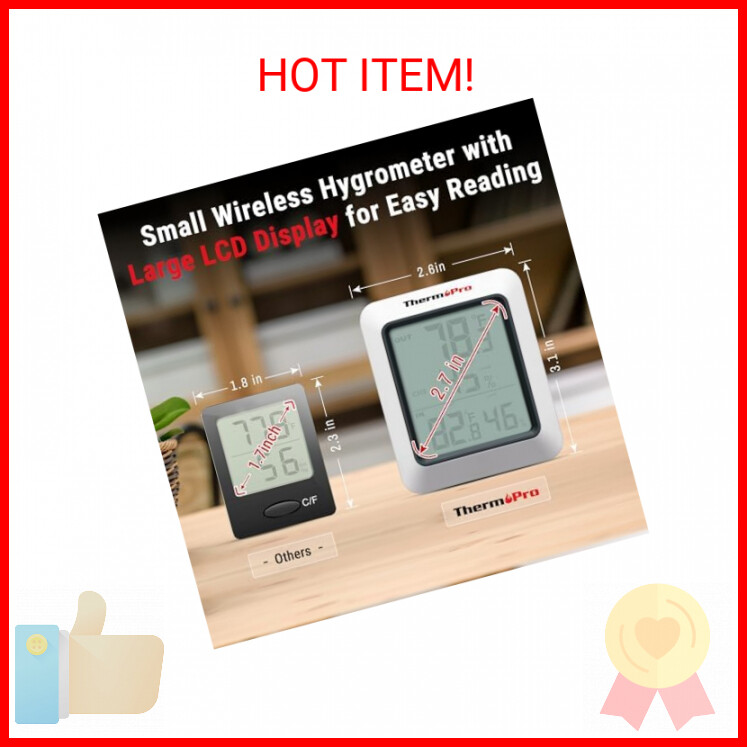 ThermoPro TP60 Digital Hygrometer Indoor Outdoor Thermometer Wireless ...