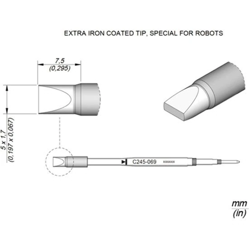 JBC 5.0x1.7mm Especial Cartridge Tip - Extra Iron Coated | eBay