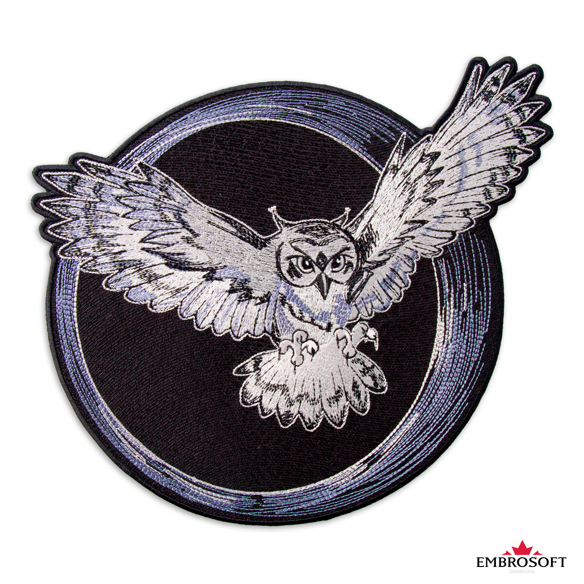 Flying Owl Large Embroidered Night Bird Patch IRON ON SIZE: 10.6" x 8.7 ...