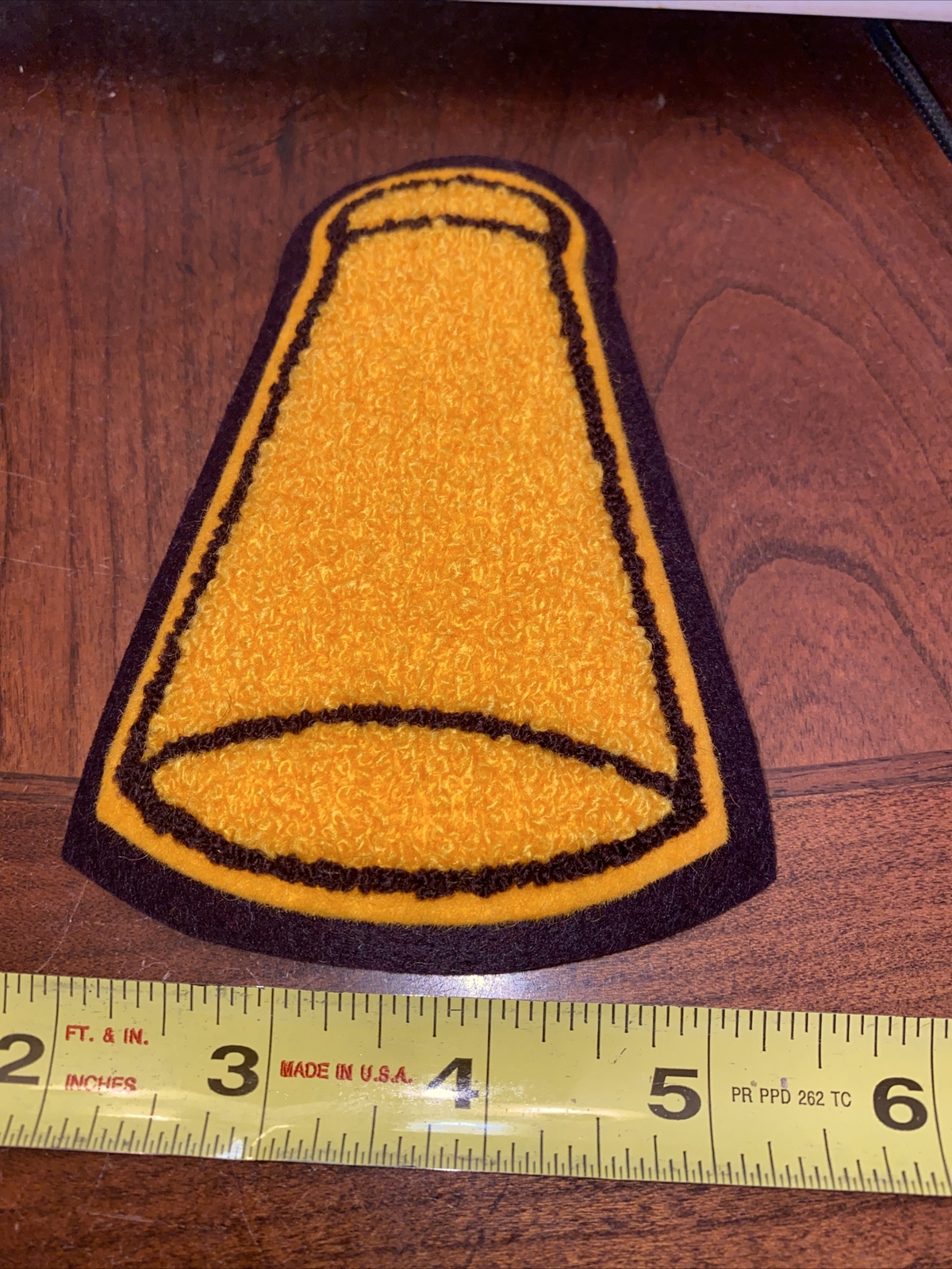 Chenille "Megaphone Cheerleaders Shape" Orange w/ Brown Applique Patch ...