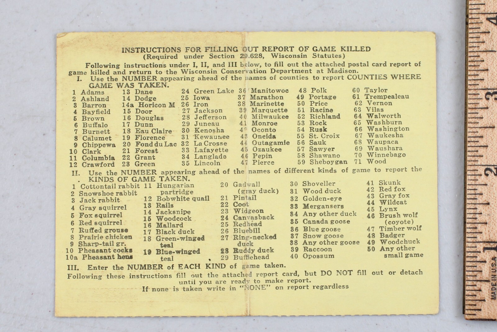 Vintage 1948-49 Wisconsin Hunting License Federal Migratory Duck Stamp ...