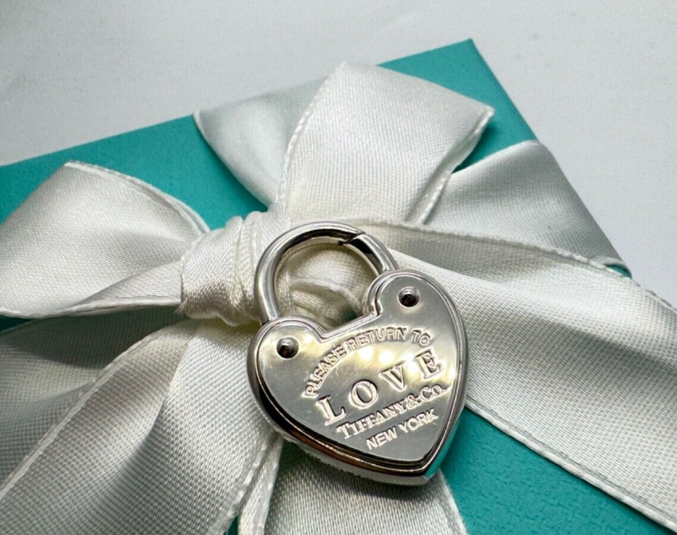 Tiffany &Co. RTT Heart Love Lock Charm for Pendant or Bracelet Sterling ...