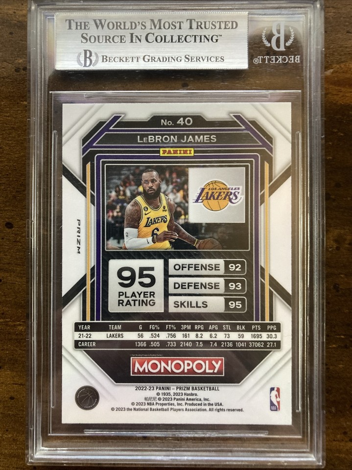 2022-23 Panini Prizm Monopoly LeBron James Monopoly Black Prizm #40 BGS ...