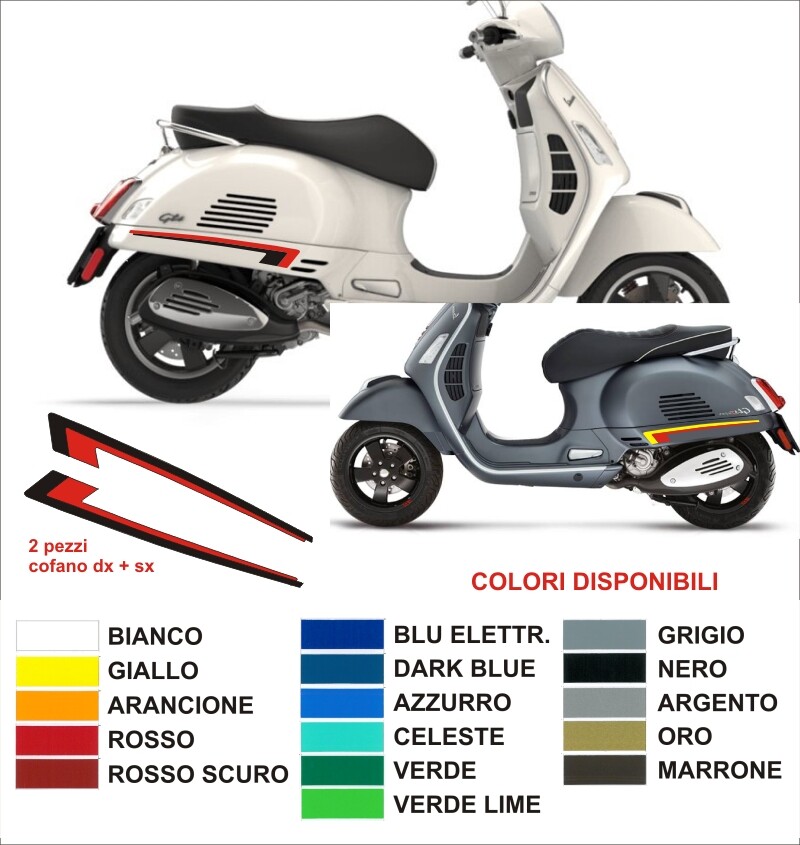 Fregi laterali Vespa GTS kit adesivi stickers 300 250 125 Piaggio ...