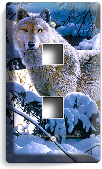 WILD GRAY WOLF WINTER FOREST LIGHT SWITCH OUTLET WALL PLATE COVER ROOM ...