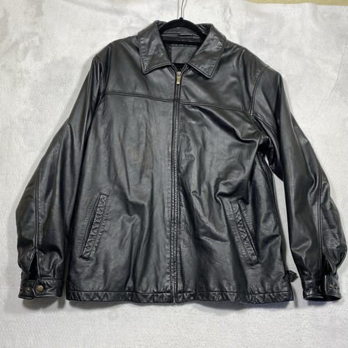 Vtg Knightsbridge Jacket Mens M Black Faded Distressed Matrix Lined ...