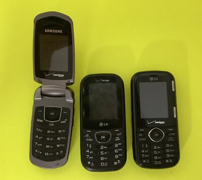 Lot Of 3 Vintage Verizon Phones 1 Flip Samsung & 2 LG Slides | eBay