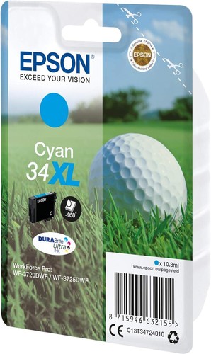GENUINE EPSON 34XL Cyan T3472 ORIGINAL GOLF BALL ink cartridge | eBay