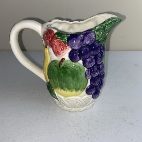Otagiri Fruit Basket Hand Painted Pitcher 6” Made In Japan Farmhouse ...