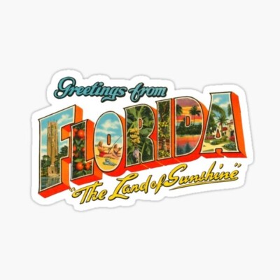 florida greetings from sunshine state Sticker laptop/ tumbler / wall ...