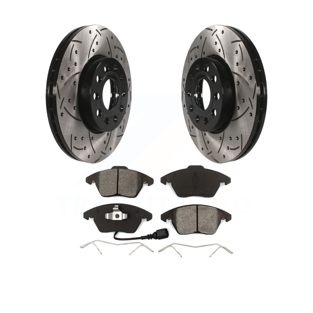 Front Drilled Slotted Rotors Brake Pad Kit for 2006-2009 Volkswagen ...