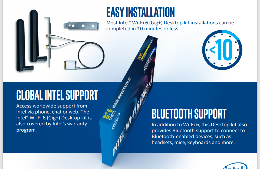 Intel AX200 AX201 AX211 AX210 Killer 6E 9560 BE200 Wi-Fi 7 (not sold in ...