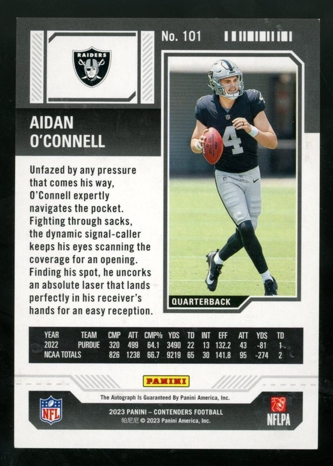2023 Panini Contenders Aidan O'Connell Red Zone FOTL Rookie Card RC ...
