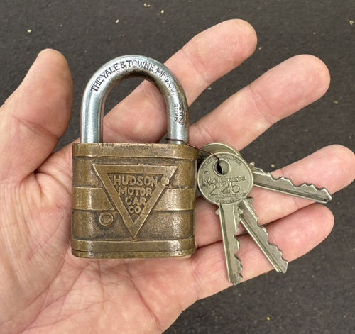 Obsolete Brass Hudson Motor Car Company Lock with Openers Yale & Towne ...