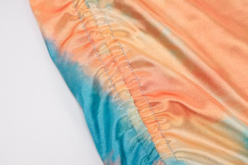 Halibuy Fashion Tie dye cowl neck drawstring ruched mini dress Blue ...