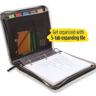 Five Star 2" Sewn Zipper Binder with Expansion Panel Black/Gray | eBay