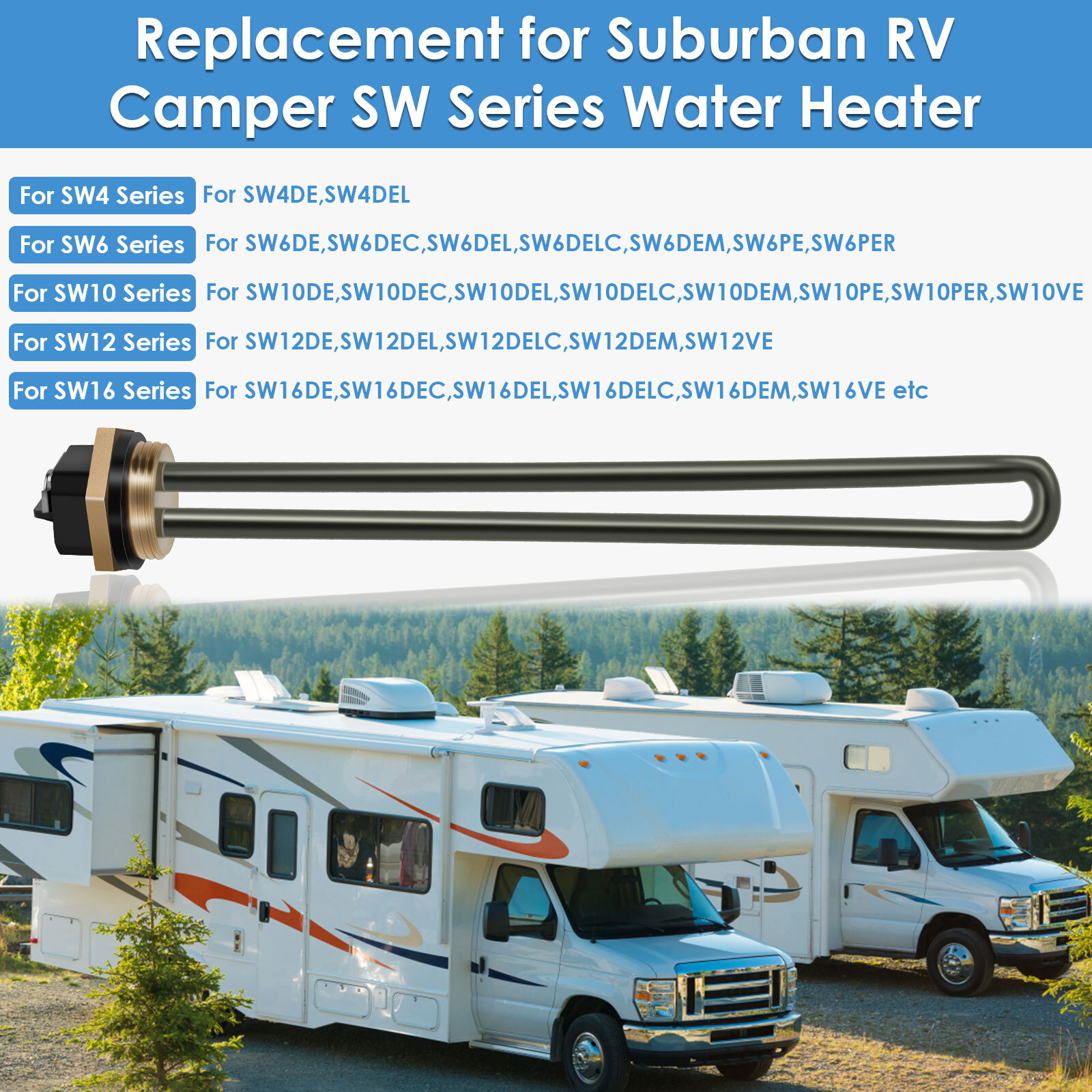 520900 RV Water Heater Element with New Gasket Stainless Steel Heating ...