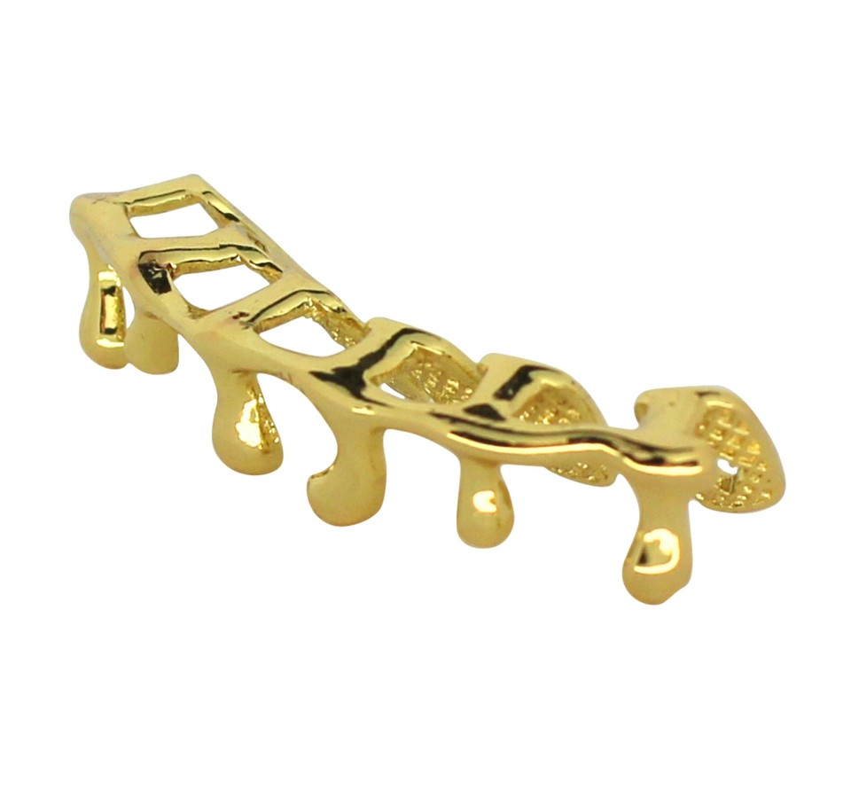 Bottom Piece Drip Grillz Custom Fit 14k Gold Plated Teeth Caps Lower ...