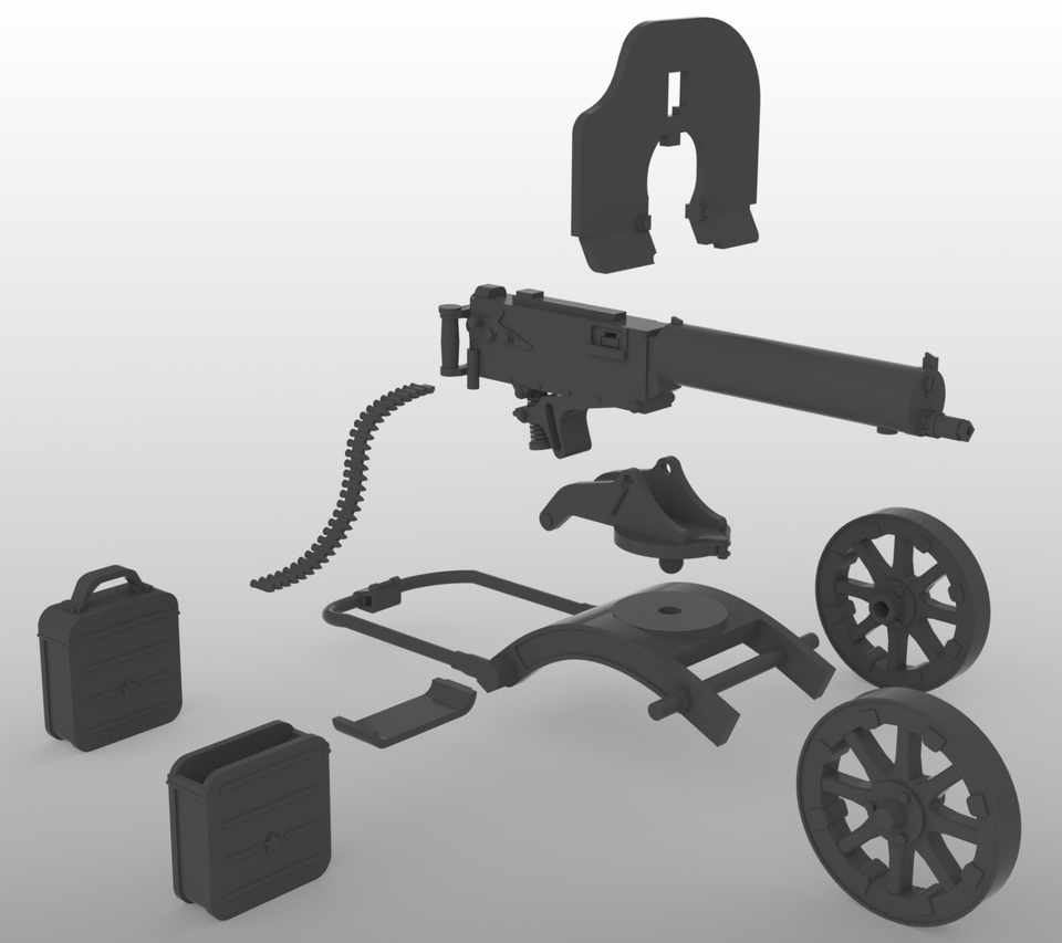 1/24 Scale Battleground M1910 Maxim Machine Gun - WW1 - Smooth Jacket ...