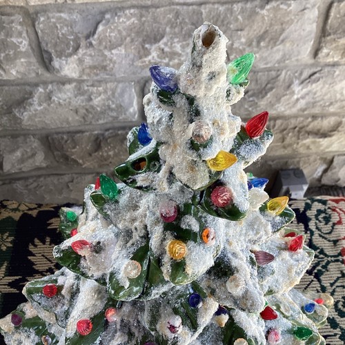 VINTAGE ATLANTIC? CERAMIC CHRISTMAS TREE 21” Tall BULBS AND RHINESTONES ...