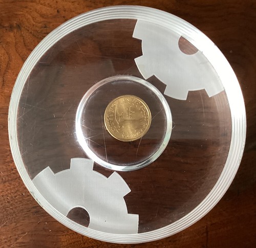 Lucite Paperweight Sacagawea Dollar 2000 P Coin Gears Cogs Modern ...
