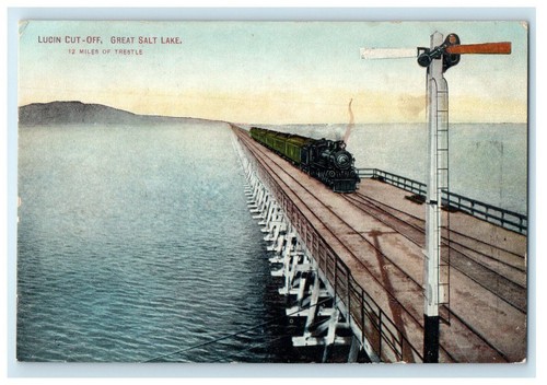 c1910s 12 Miles of Trestle, Lucin Cut-Off Great Salt Lake Unposted ...