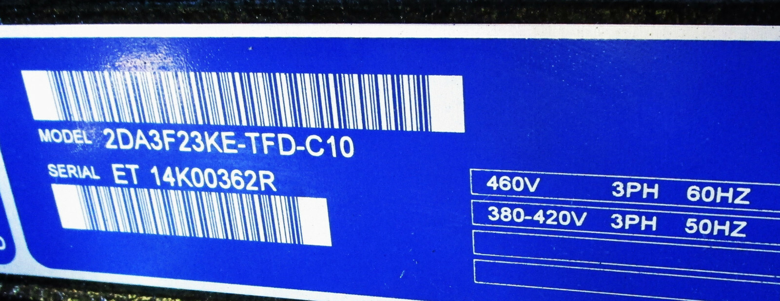 Copeland Discus w/Coresense Compressor 2DA3F23KE-TFD-C10 460V 3PH 60HZ ...