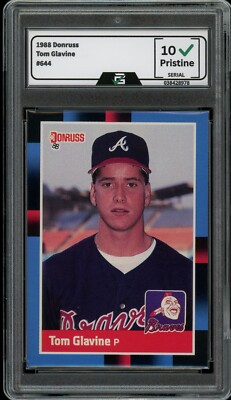 1988 Panini Donruss Tom Glavine GRADED 10 Gem Mint #644 Rookie Card RC ...
