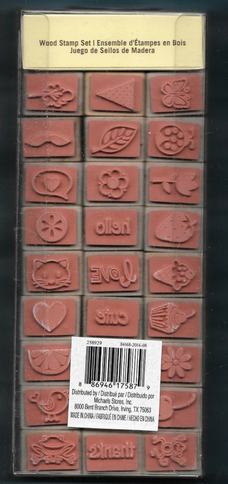 CAT BIRD FROG FLOWERS FOOD Nature Recollections NEW 27 pc Wood Rubber ...