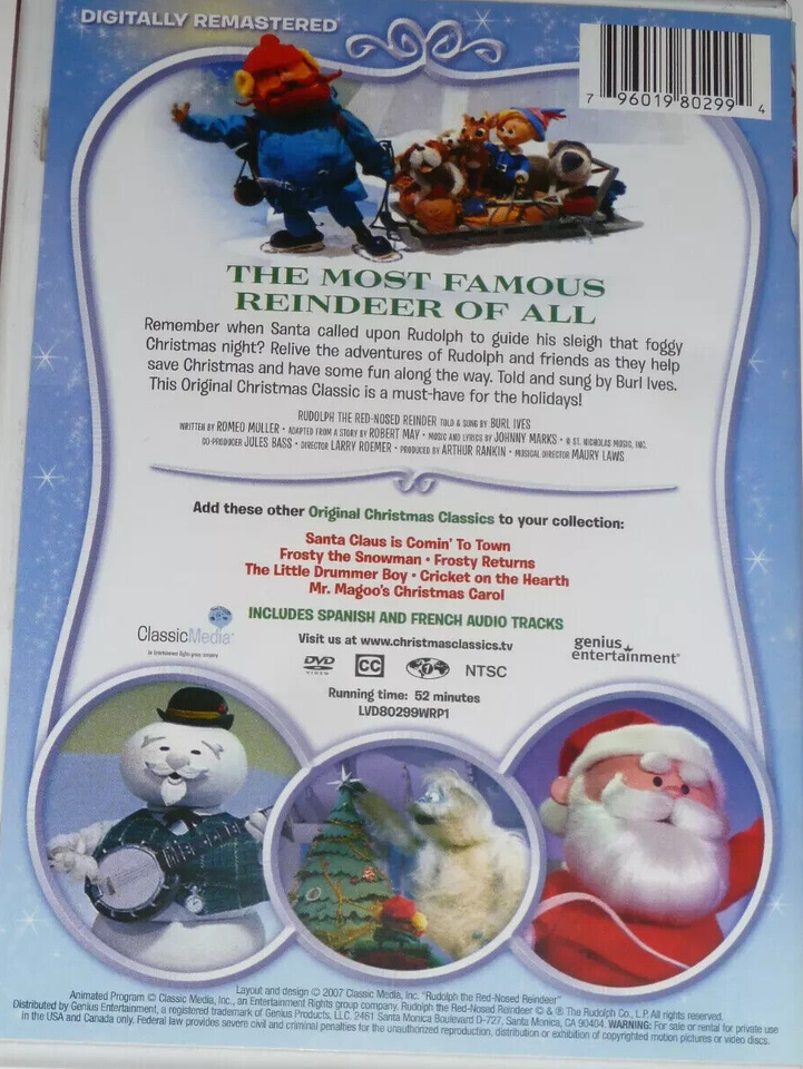 Rudolph the Red-Nosed Reindeer DVD classic 1964 Christmas TV special ...