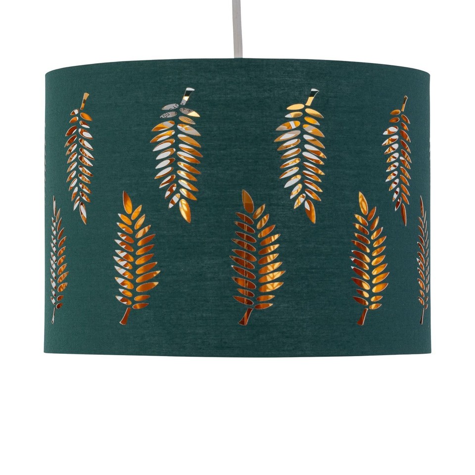 Set of 2 Dark Green Leaf 25cm Easy Fit Ceiling Light Shade Pendant ...