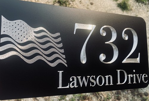 Engraved Personalized Custom US Flag House Home Number Street Address ...
