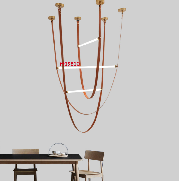 Modern Leather LED Pendant Office Hall Living Room Lighting Lamp Light ...