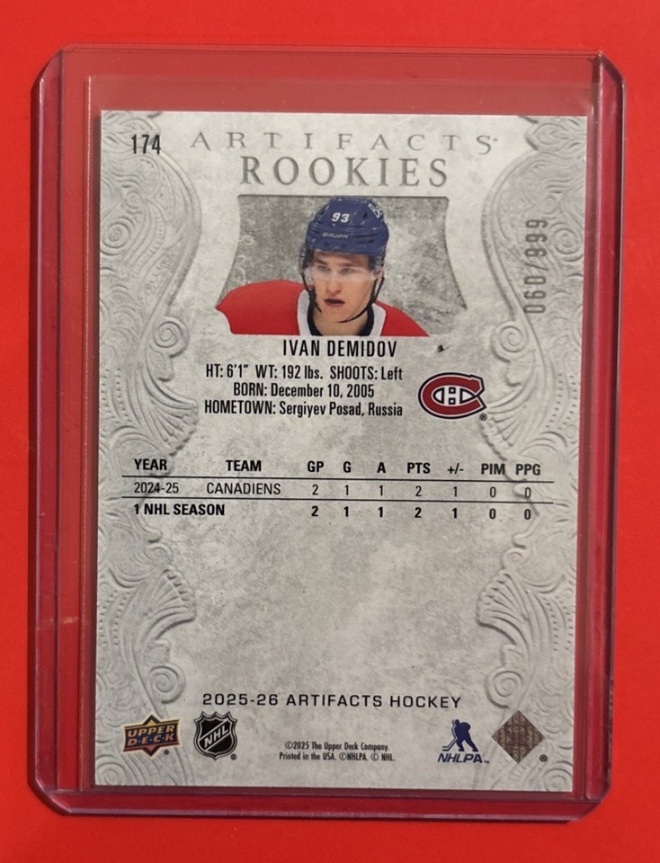2025-26 Upper Deck Artifacts #174 Ivan Demidov Rookie 060/999 | eBay