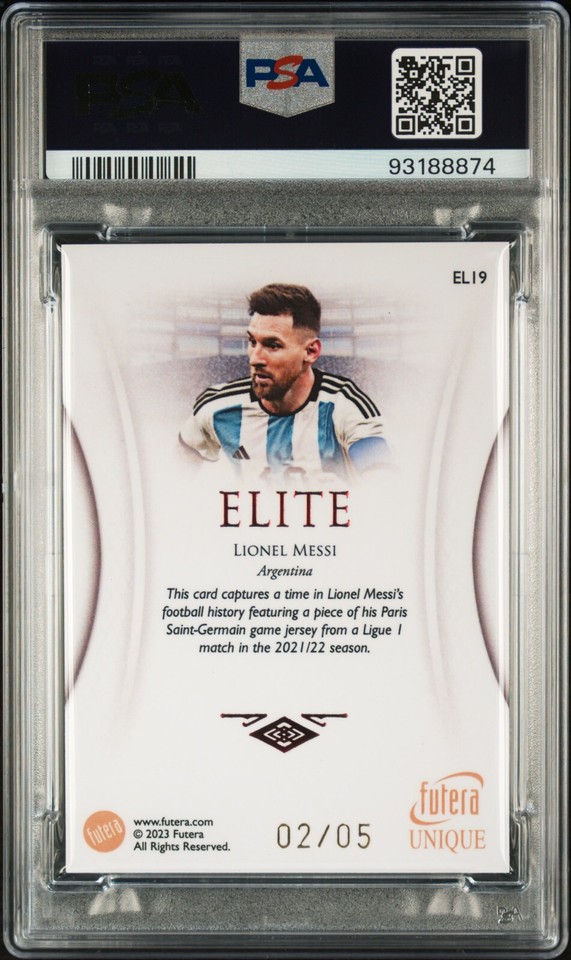 LIONEL MESSI PSA 9 2023 FUTERA UNIQUE WORLD FOOTBALL ELITE RELICS RUBY ...
