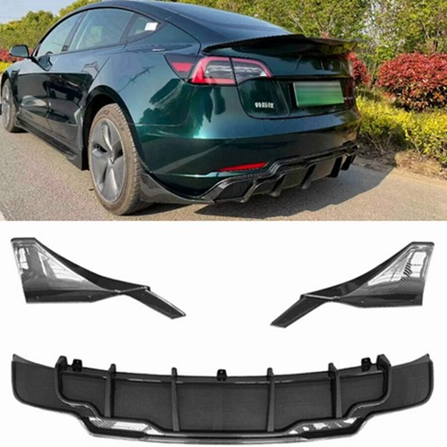 Tesla Model 3 Gloss Black Rear Diffuser 2017 2018 2019 2020 2021 2022 ...