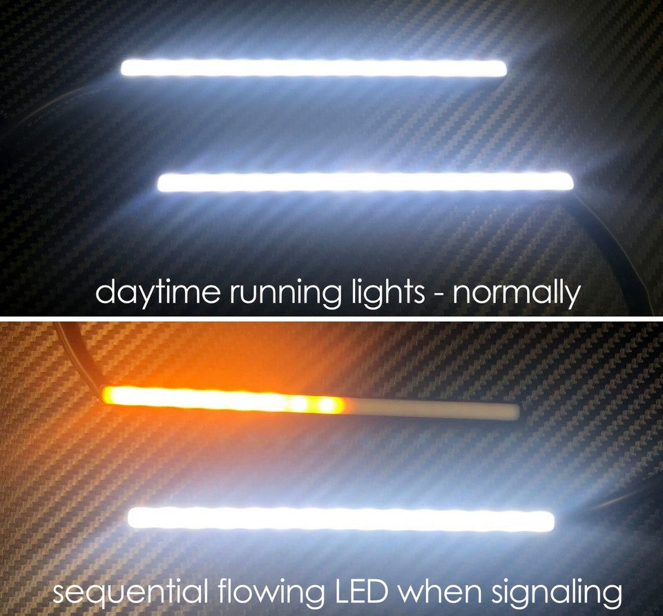 Dynamic Sequential White/Amber LED DRL Daytime Running Lights Signal ...