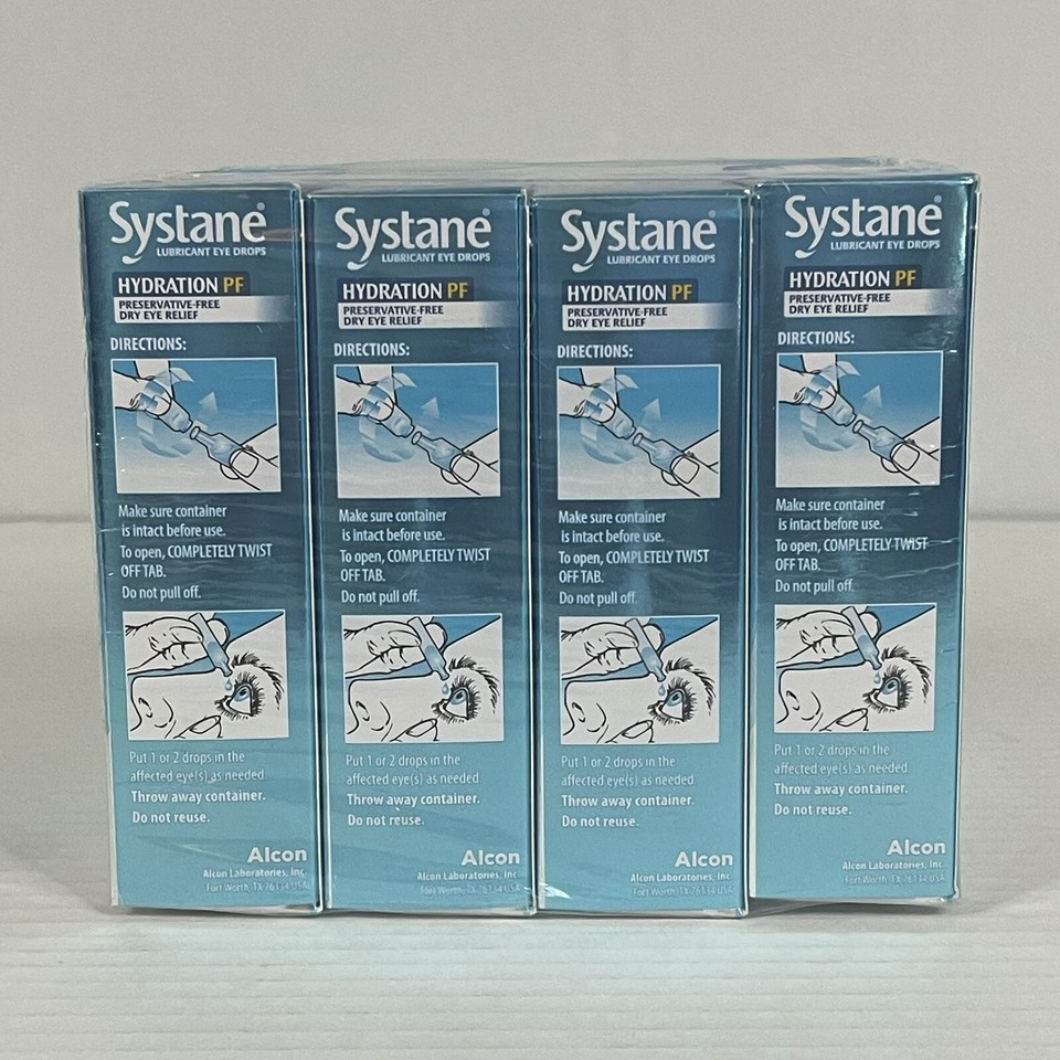 4 X SYSTANE HYDRATION PF Preservative Free Lubricant Eye Relief Drops ...