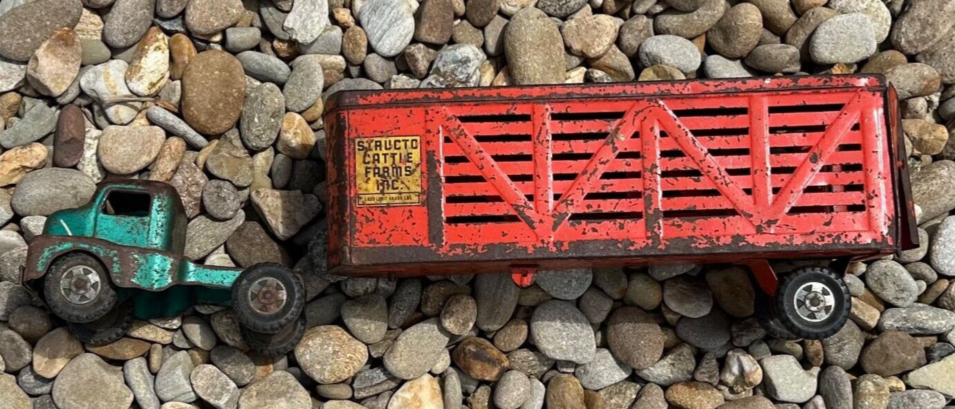 Vintage Structo Toys Pressed Steel Cattle Truck and Trailer Circa Mid ...