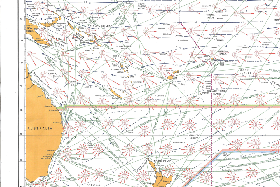 Admiralty 5128 (8) ROUTEING CHART SOUTH PACIFIC OCEAN AUGUST MAP CHART ...