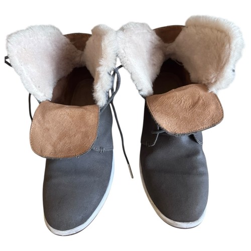 EMU Australia Women's 10 Winton suede gray fur lined boots lace up | eBay