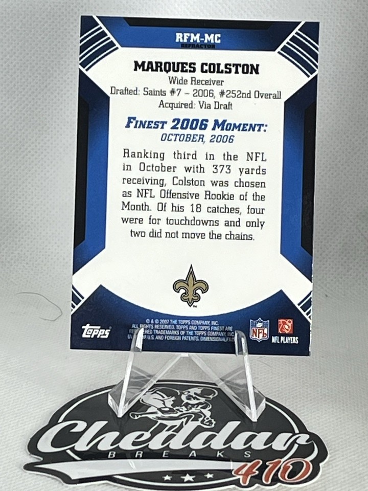2007 Topps Finest - Rookie Finest Moments #RFM-MC Marques Colston | eBay